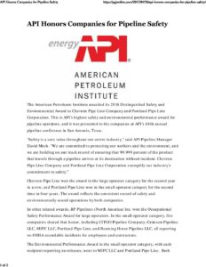 2017-04-26 PPL awarded API Distinguished Safety and Environmental Award ...